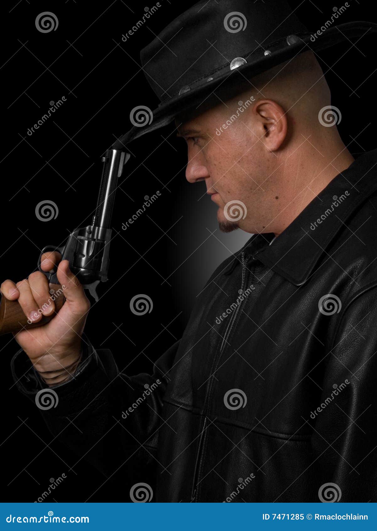 Profile of Man with Western Revolver Stock Image - Image of strong ...