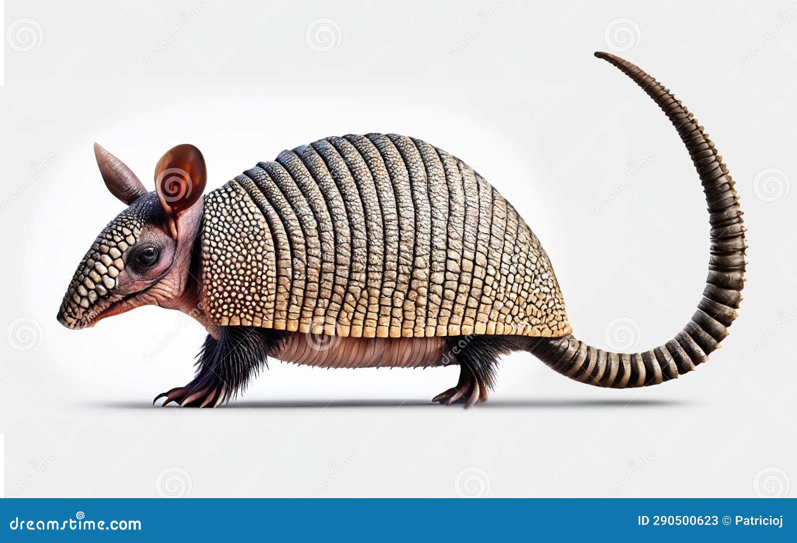 Profile Object Shot Of An Armadillo Isolated On A White Background. Stock Image | CartoonDealer ...