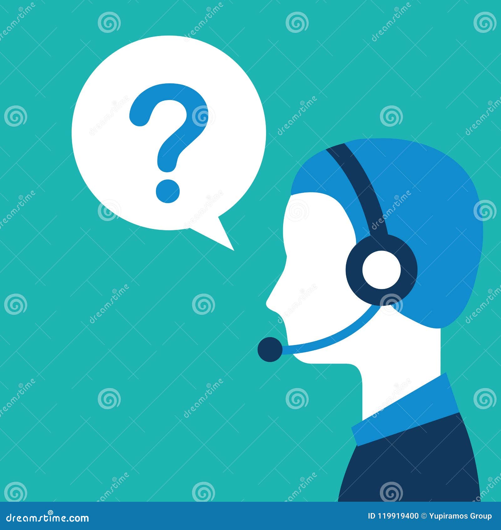 Profile Operator with Headset Question Mark Customer Service Stock ...