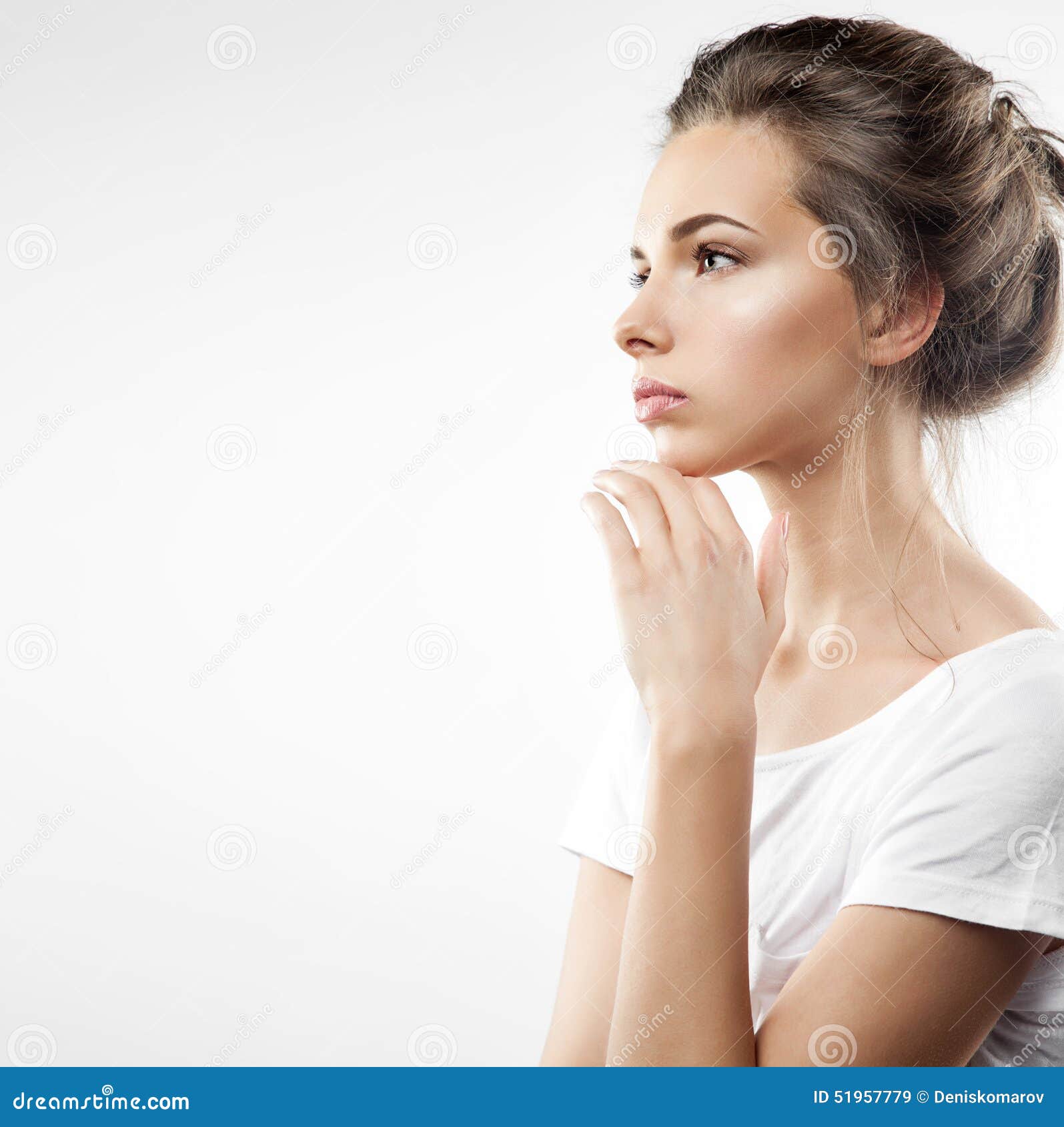 Profile of a pensive girl stock image. Image of eyes - 51957779