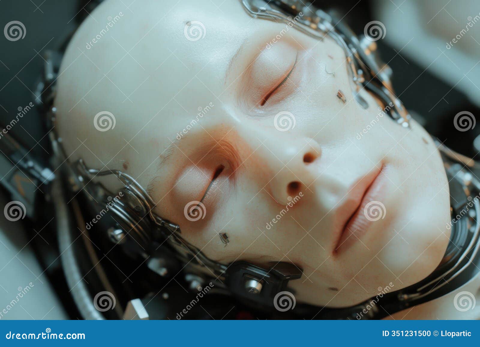 Profile Perspective of a Lifelike Android Head Highlighting the ...