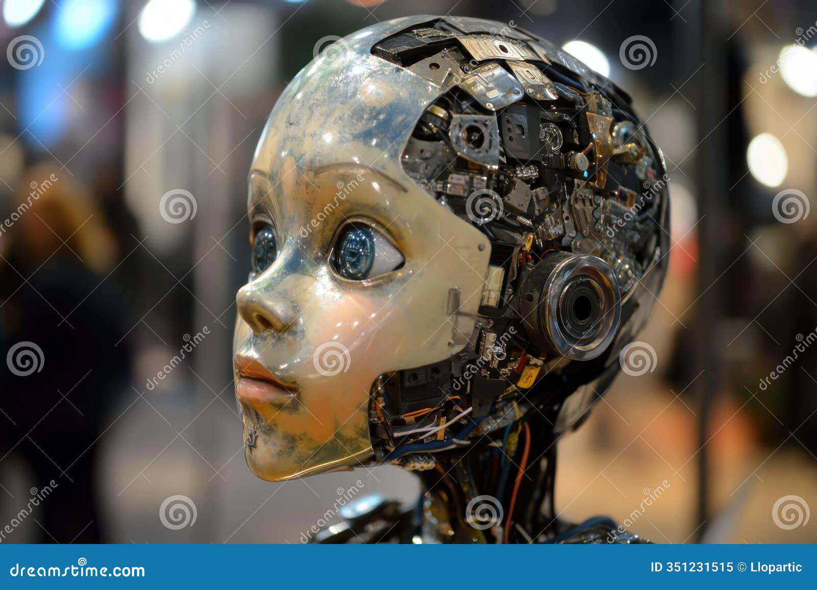 Profile Perspective of a Lifelike Android Head Highlighting the ...