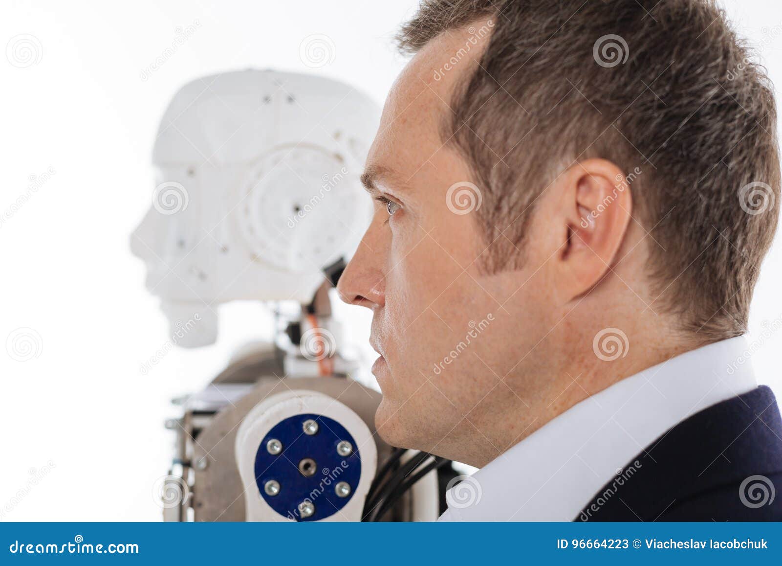 Profile Picture of Robot and Its Creator Stock Image - Image of develop ...
