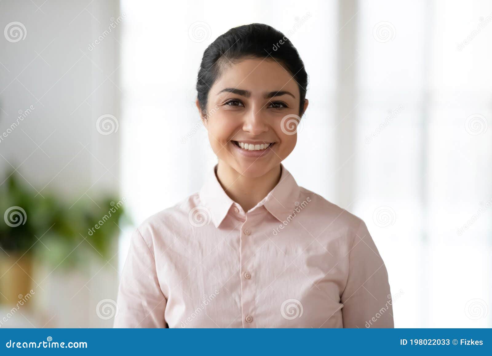 Profile Picture Of Smiling Indian Female Employee Stock Image Image