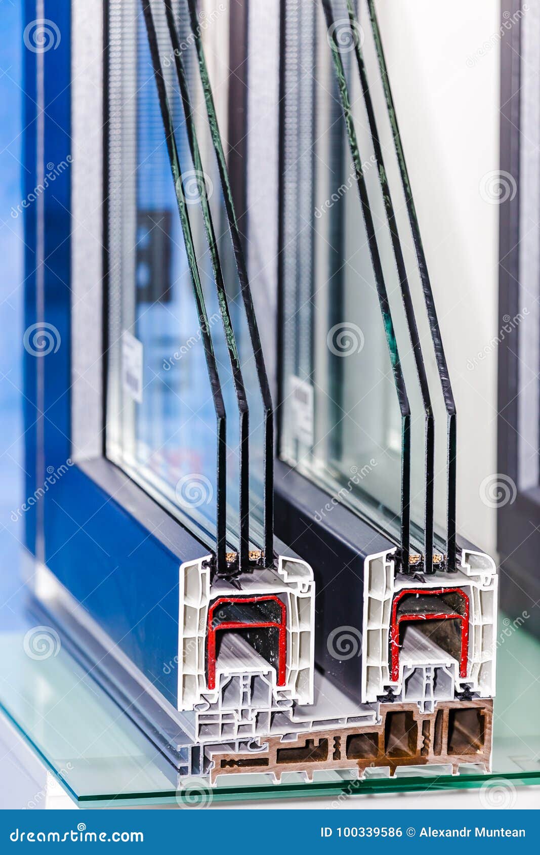 Window profiles in section stock photo. Image of glass - 100339586