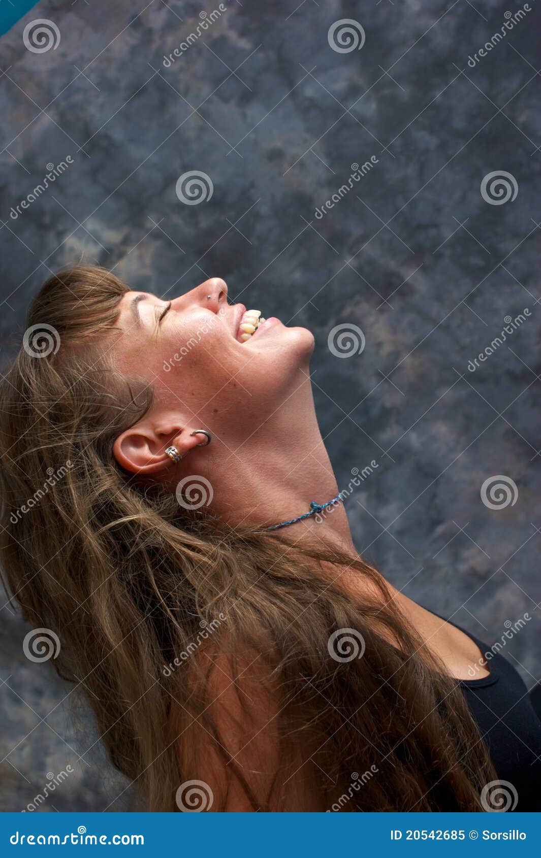 Profile Portrait of Beautiful Smiling Woman Stock Image - Image of ...