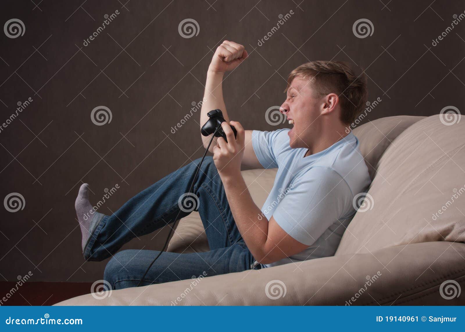 Profile Portrait of an Excited Gamer Stock Image - Image of effort ...