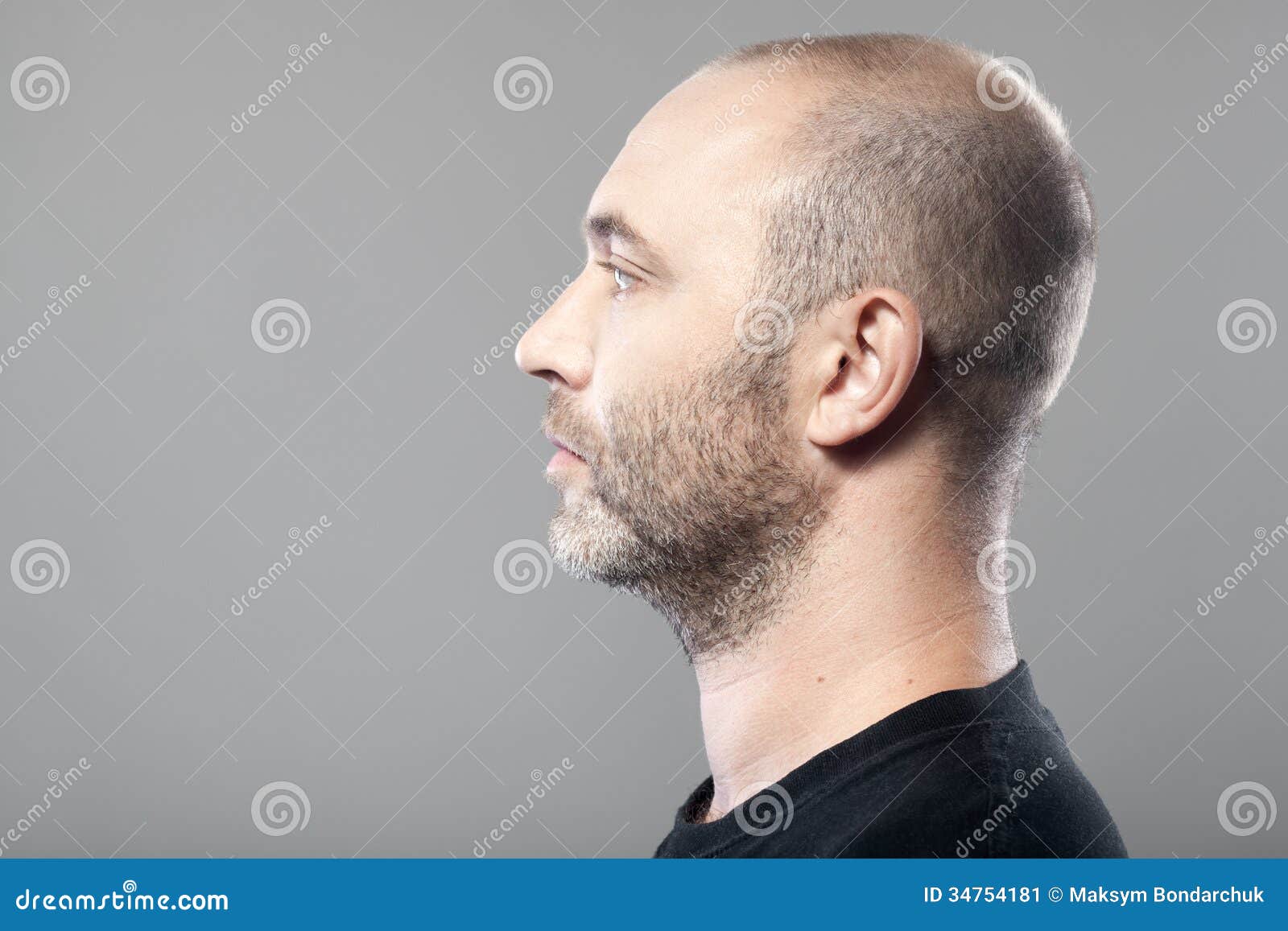 Profile Portrait of Man on Gray Background Stock Image - Image of ...
