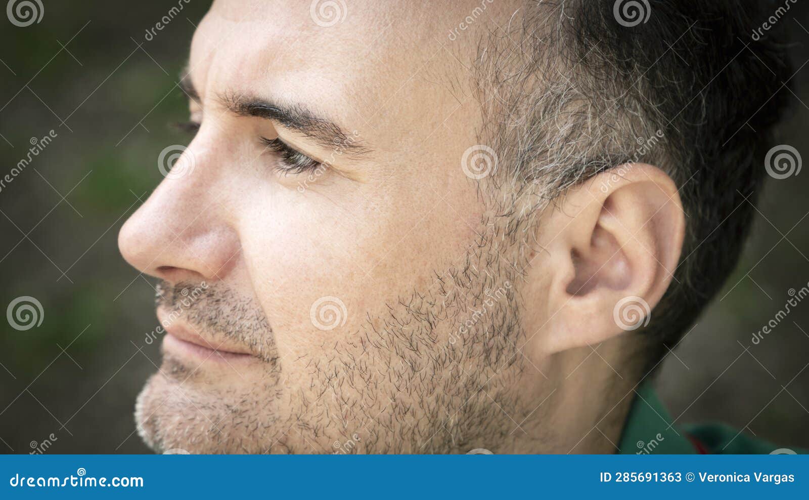 Profile Portrait of Man with Gray Hair and Beard Stock Image - Image of ...