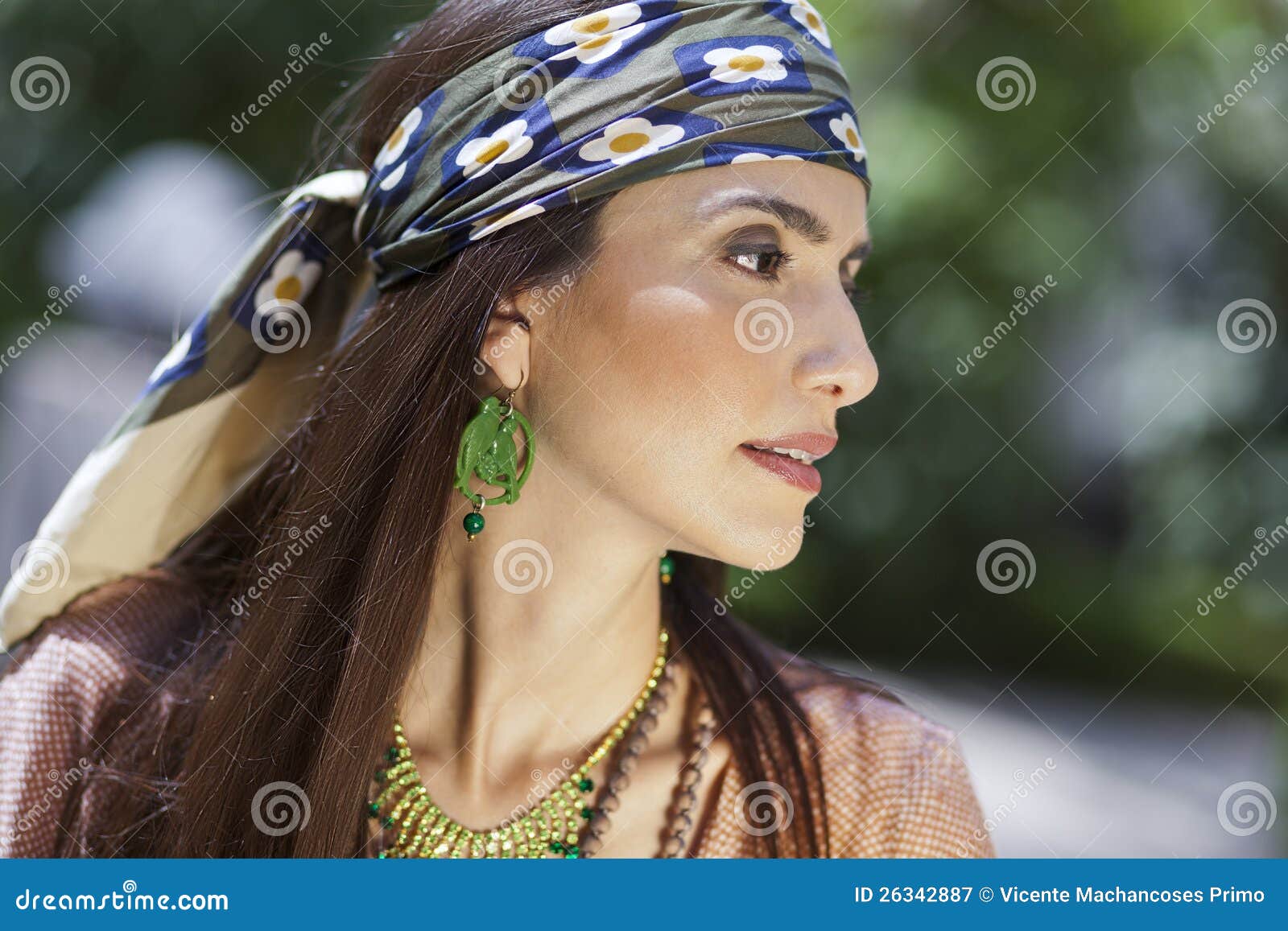 Profile Portrait of a Model Wearing a Headscarf Stock Image - Image of ...