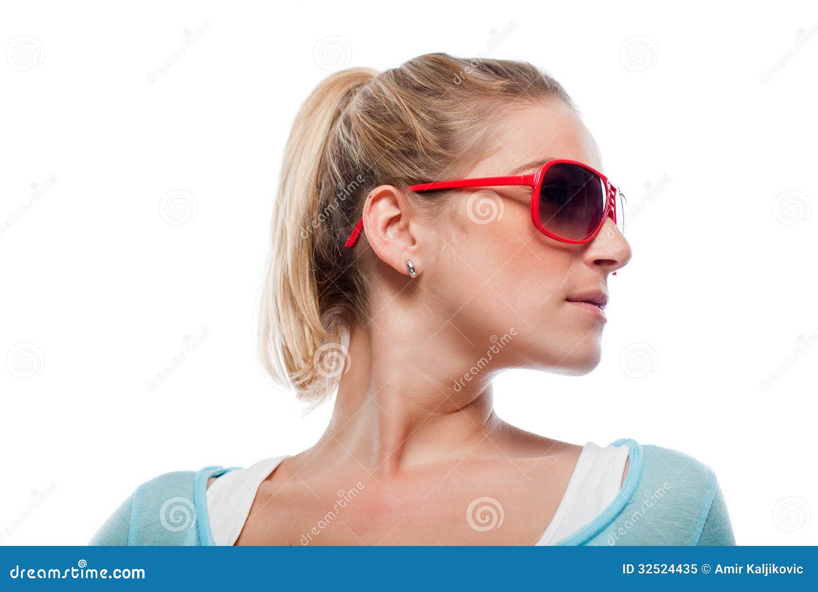 Profile Portrait Of A Woman In Sunglasses Stock Image Image Of Blond