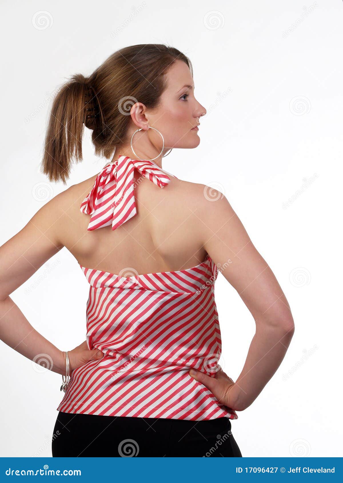 Profile Portrait Young Caucasian Woman from Back Stock Image - Image of ...