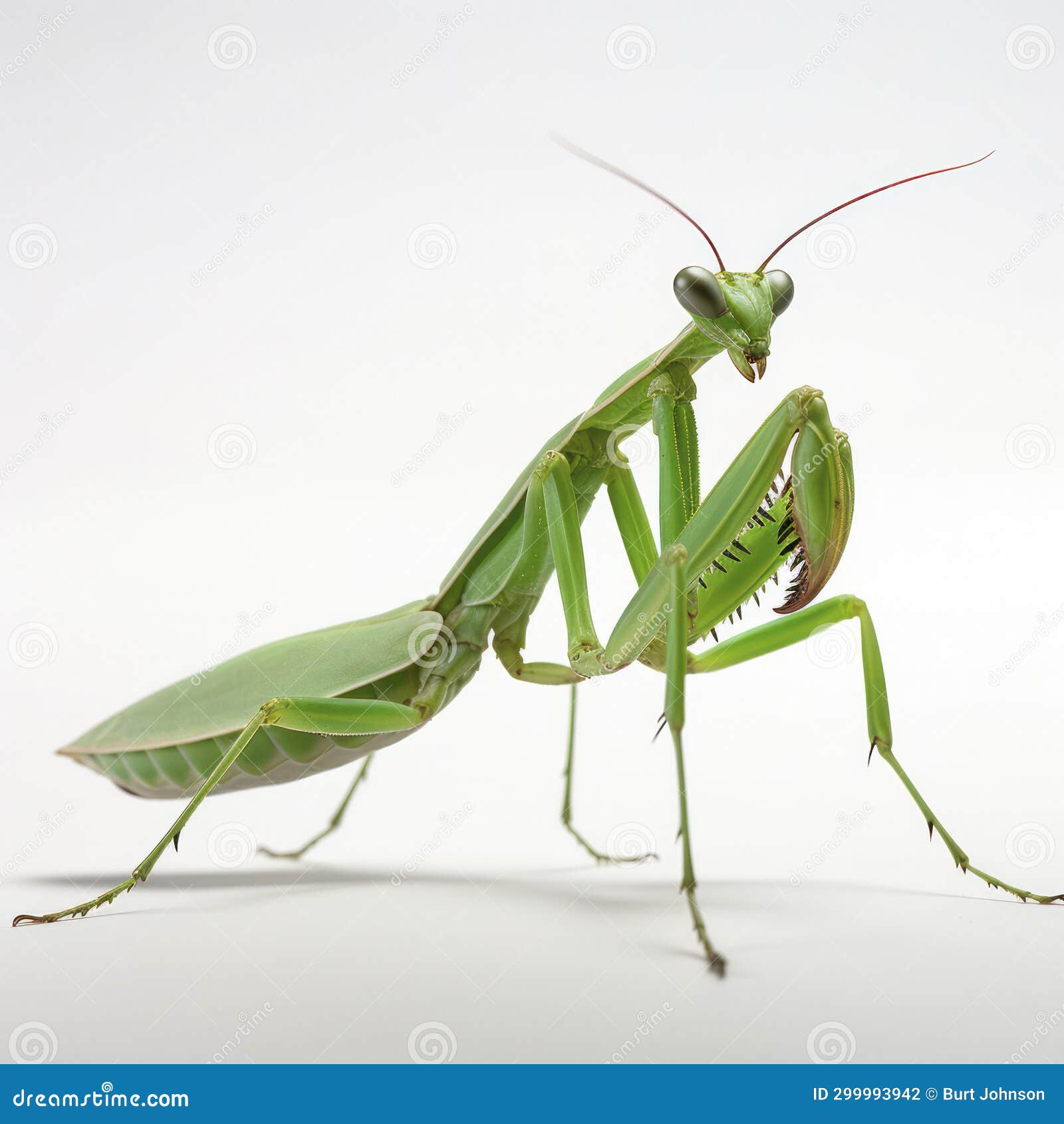 Profile of Praying Mantis on White Background Stock Photo - Image of ...