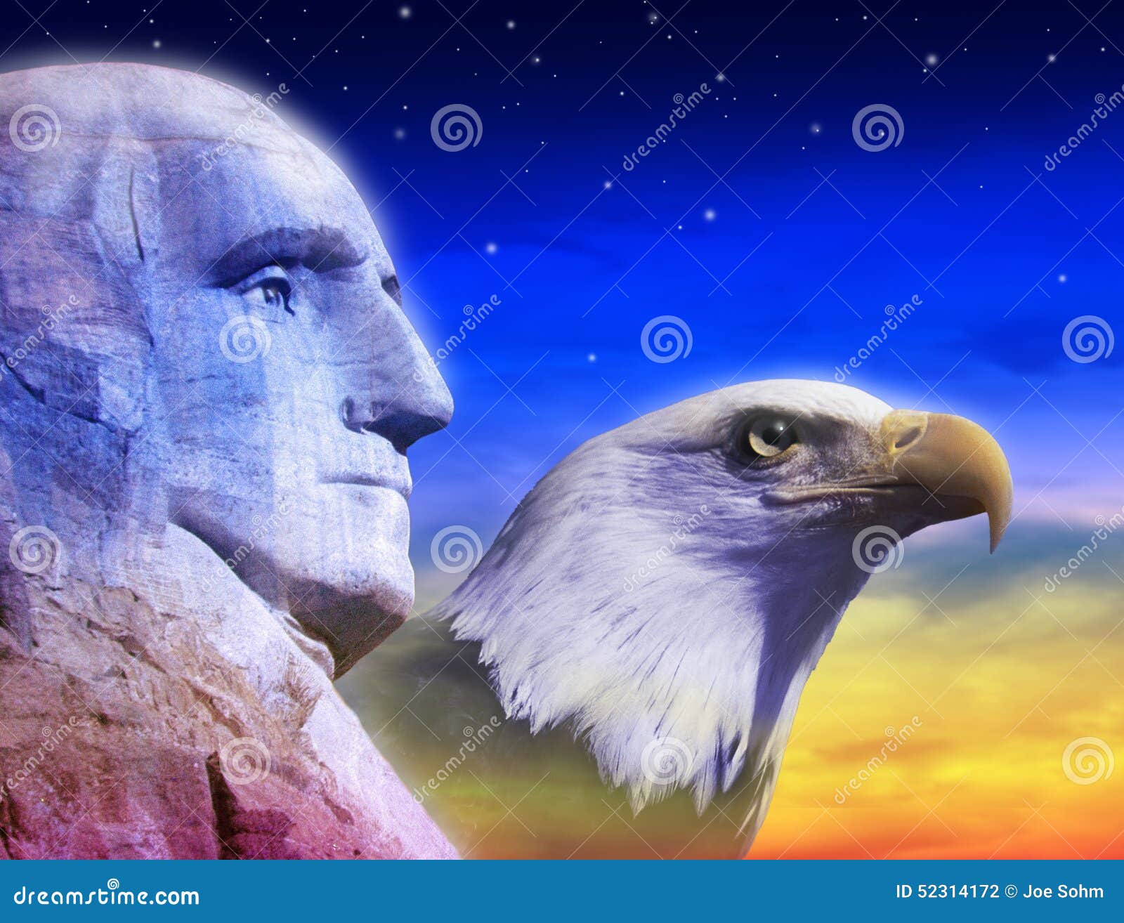 Profile of President George Washington and American Eagle Stock Photo ...