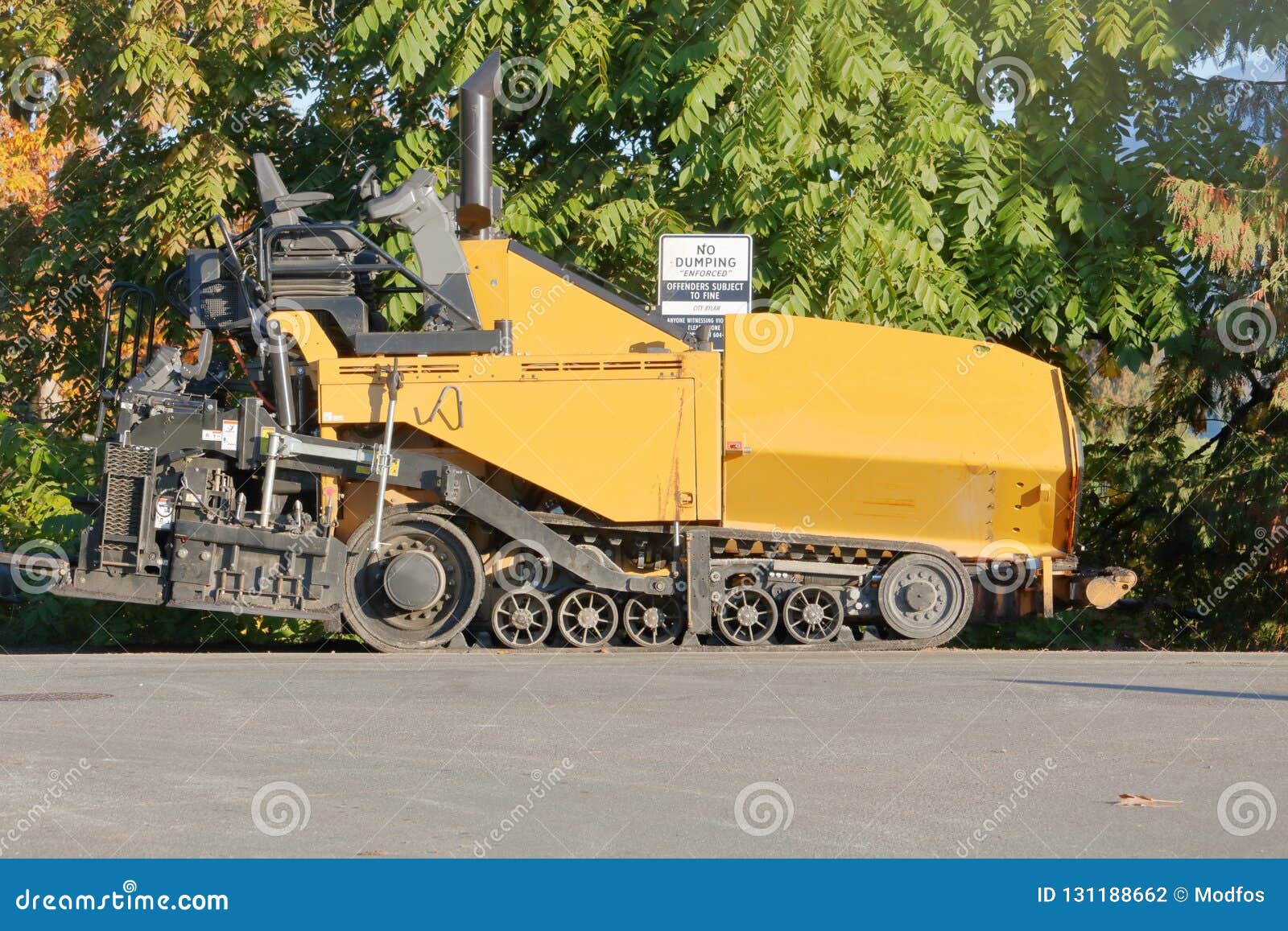 Profile of Rubber Track Road Paver Stock Photo - Image of parked ...