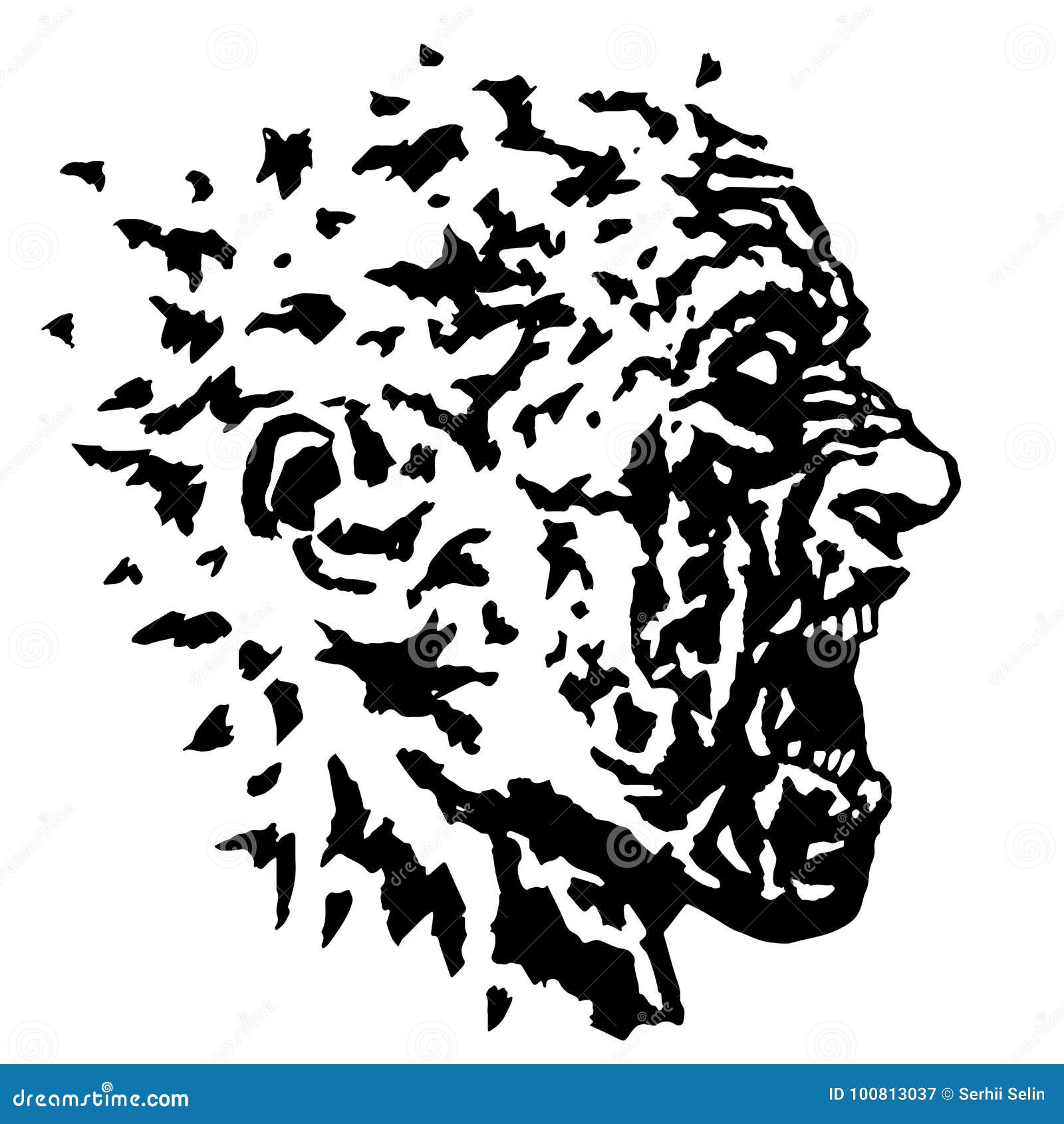 Profile of the Screaming Profile Zombie Head. Vector Illustration Stock ...