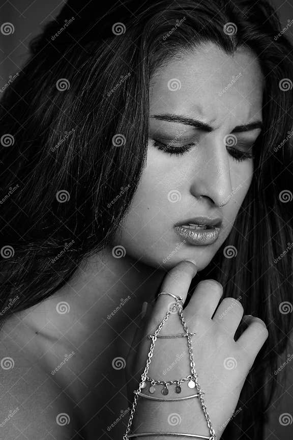 Profile Shot Of A Beautiful Young Model Holding Touching Her Chin Stock Image Image Of Hand