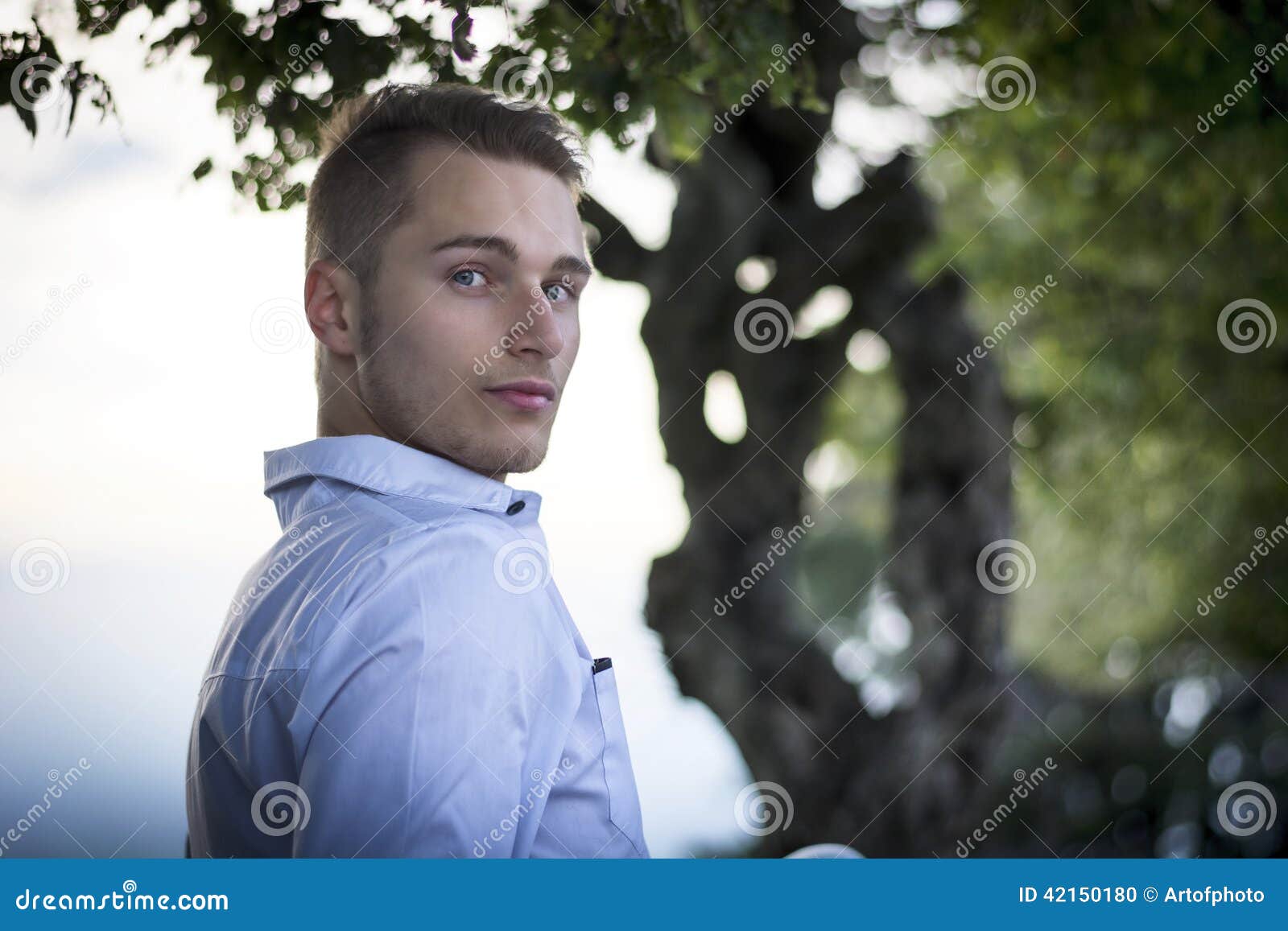 Profile Shot of Handsome Young Man Outdoors Stock Photo - Image of ...