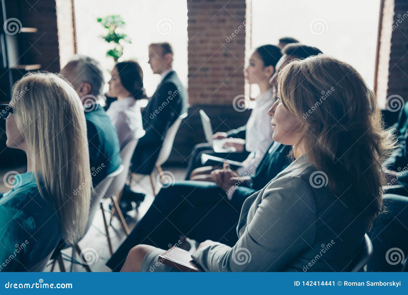 Profile Side View of Nice Focused Crowd Elegant Classy Stylish Sharks ...
