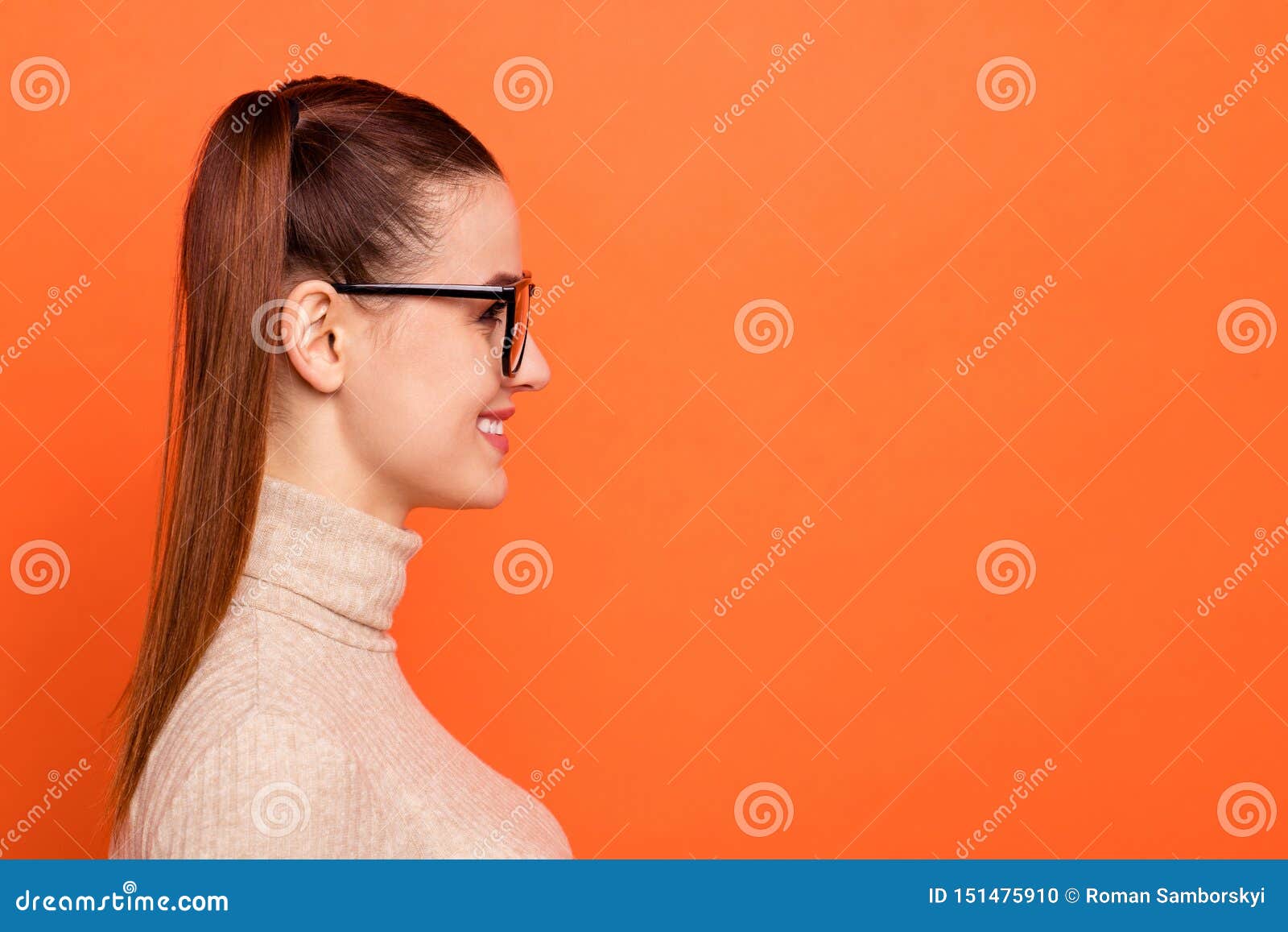 Profile Side View Photo Inspired Positive Satisfied Youth People Imagine Think Eyeglasses