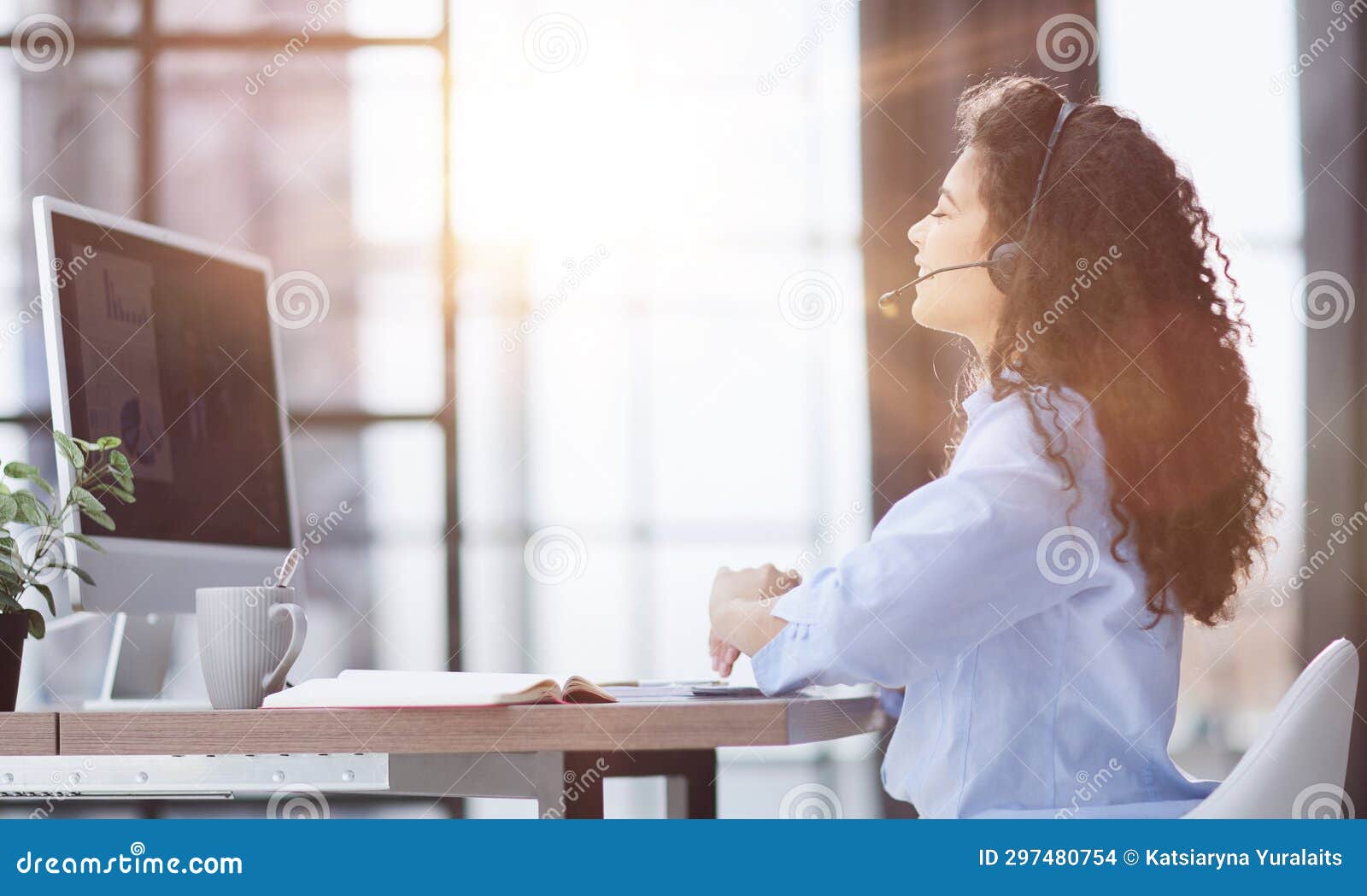 Profile Side View Portrait of Attractive Confident Girl Coding Writing ...
