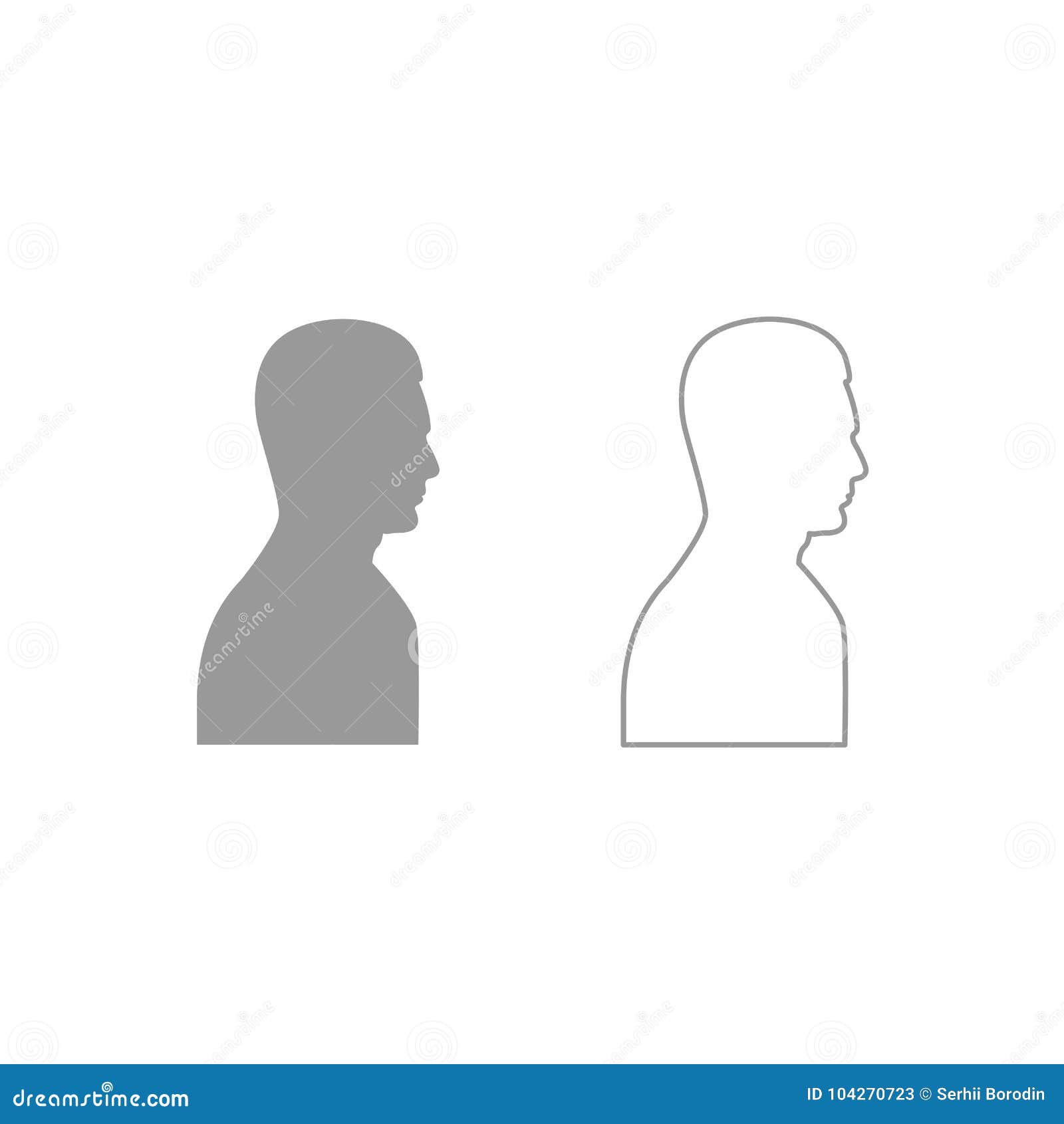 Profile Side View Portrait Icon. Grey Set . Stock Vector - Illustration ...