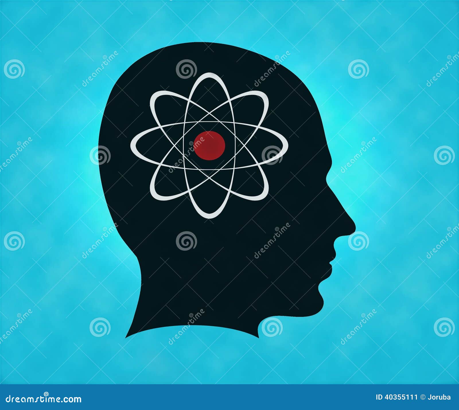 Profile of Silhouette with Atom Symbol Stock Illustration ...