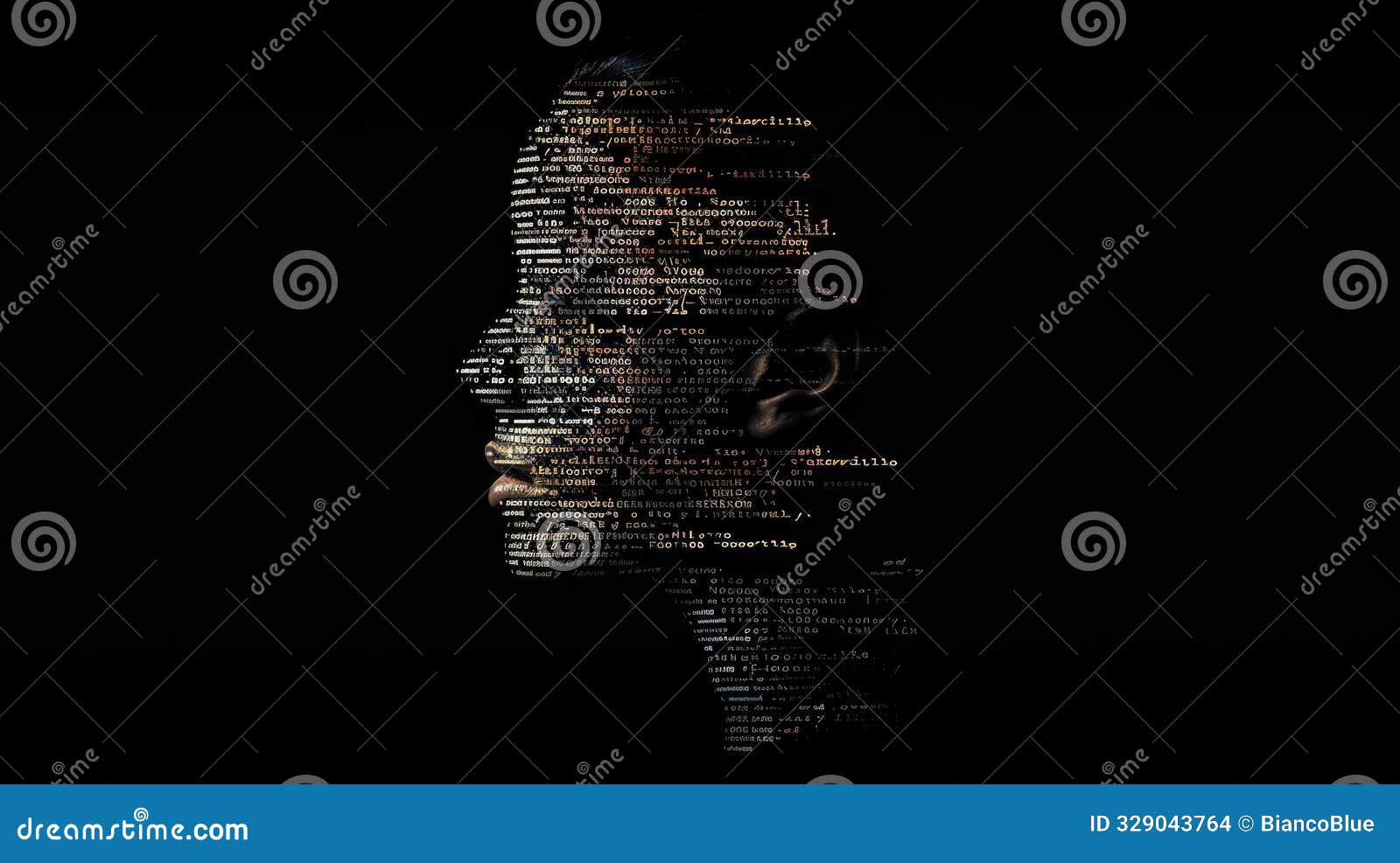 Silhouette of a Person Composed of Computer Code on a Black Background ...