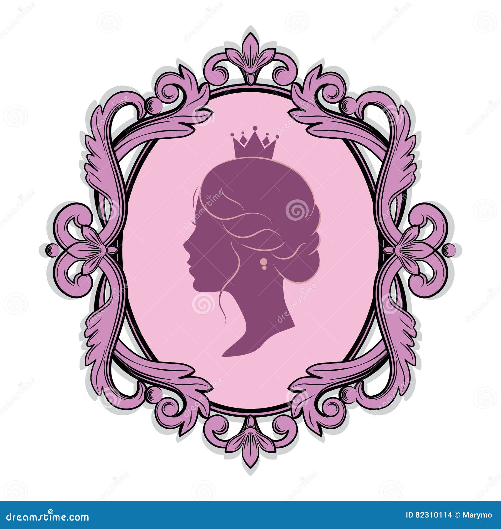 Profile Silhouette of a Princess in Frame Stock Vector - Illustration ...