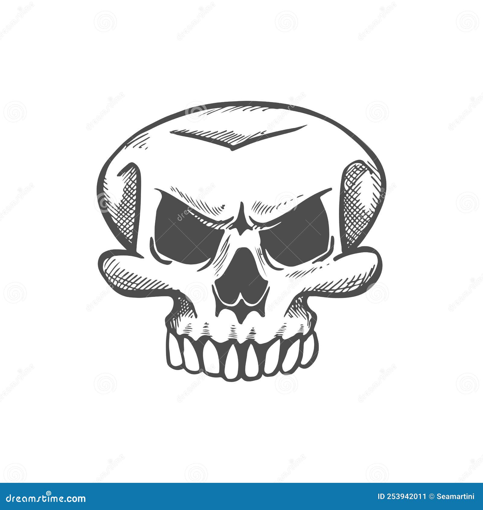 Profile of Skeleton Head with Tooth Isolated Skull Stock Vector ...
