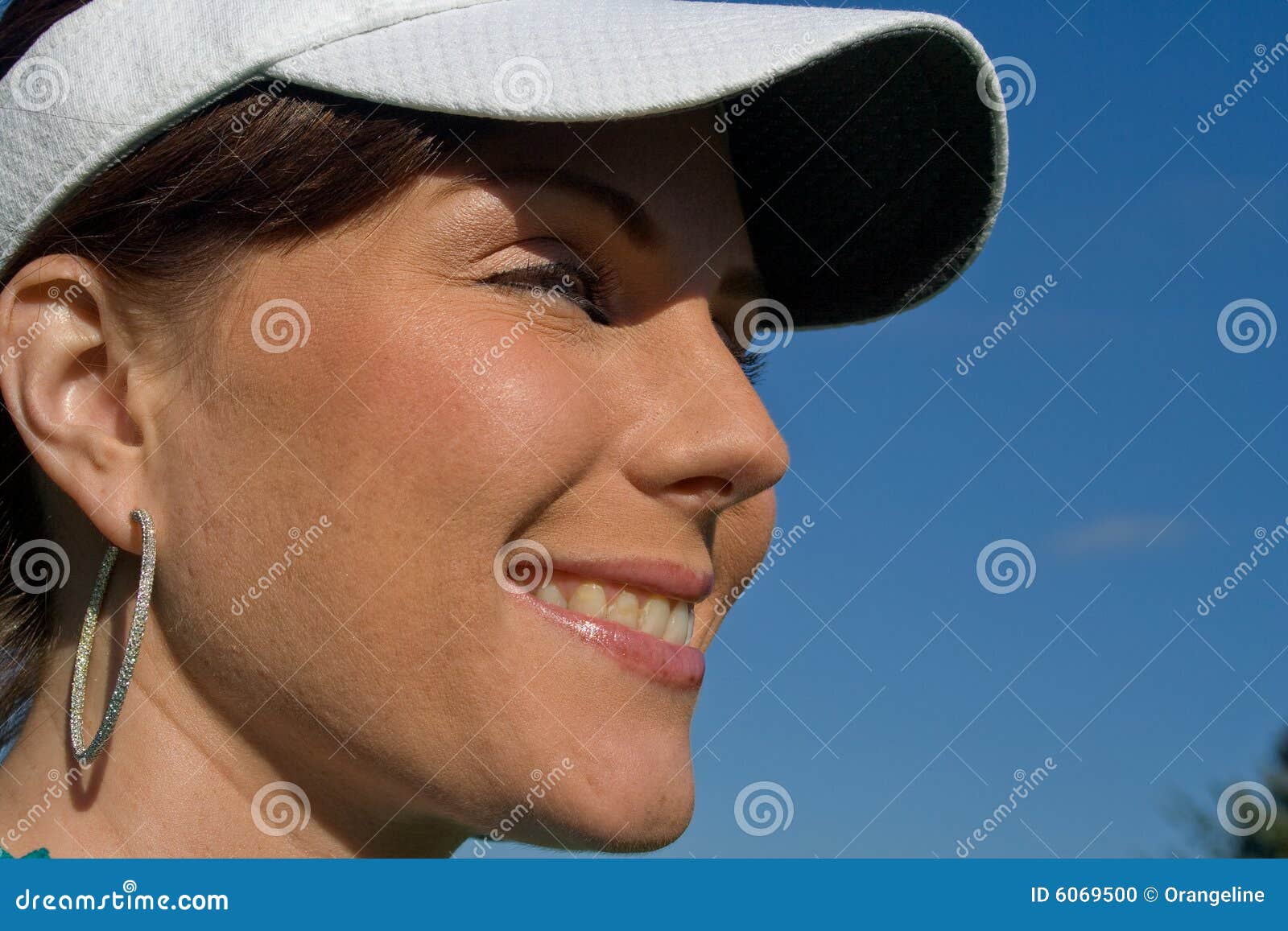Profile of Smiling Female Golfer - Horizontal Stock Photo - Image of ...
