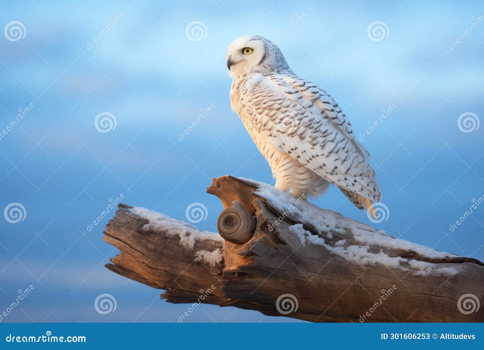 Profile of Snowy Owl on Oak Limb at Dawn Stock Image - Image of raptor ...