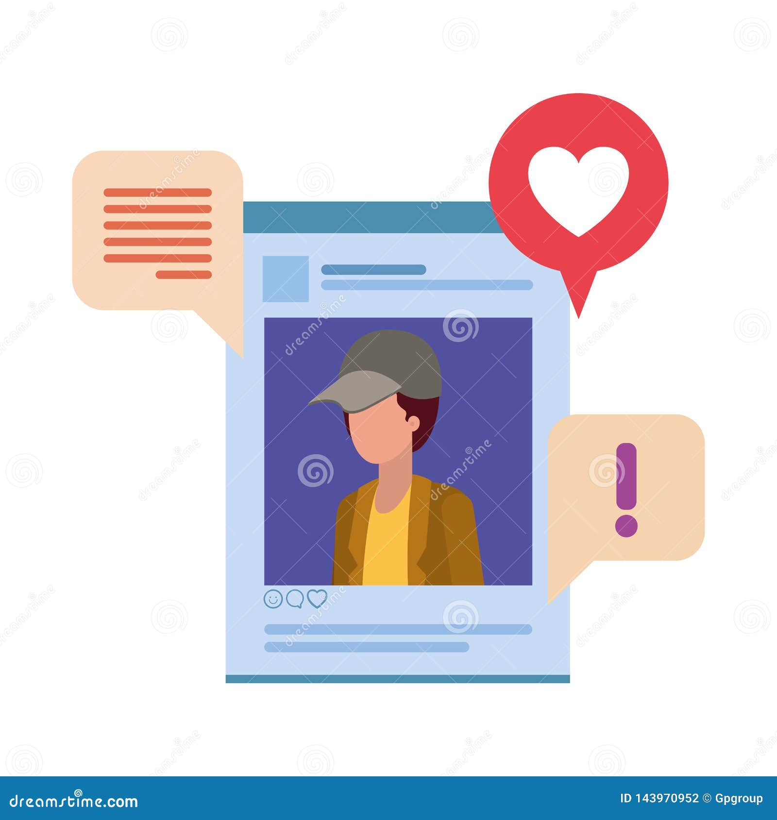 Profile Social Network Man with Speech Bubble Stock Vector ...