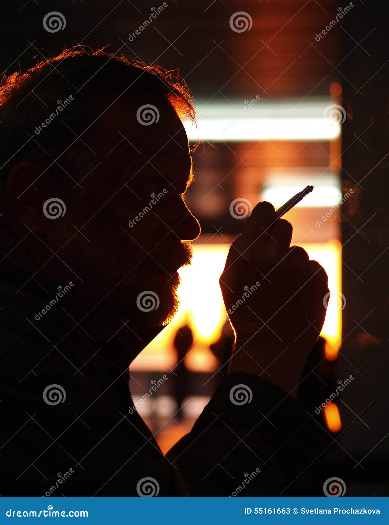 Profile of Thoughtful Smoker Stock Image - Image of unhappy, pensive ...