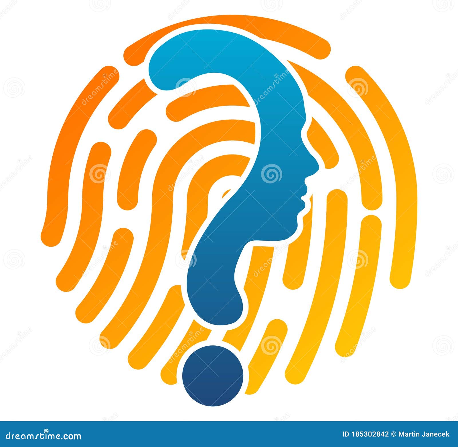 Profile Update Icon, Question Mark and Fingerprint Stock Vector ...