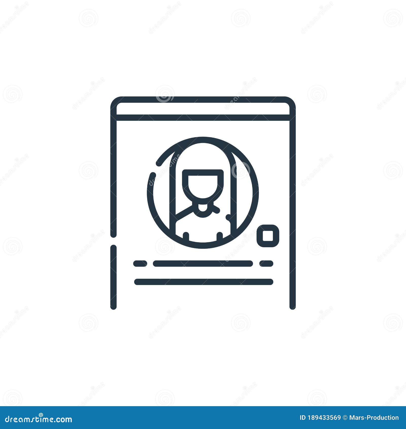 Profile Vector Icon Isolated on White Background. Outline, Thin Line ...