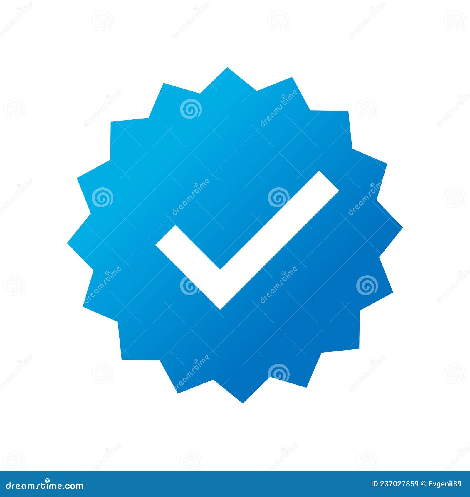 Profile Verification, Bright Blue Mark with Check Mark Icon Isolated on ...