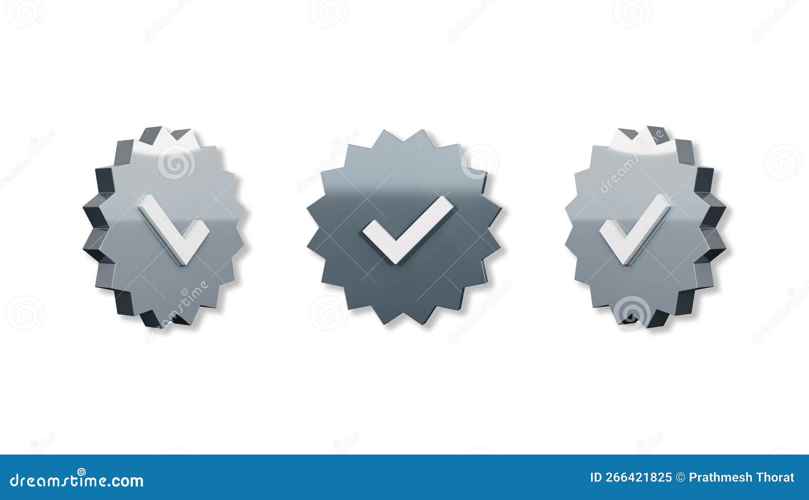 Profile Verification Check Mark Icon Grey from Different Angles Stock ...
