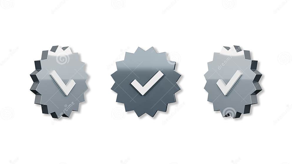 Profile Verification Check Mark Icon Grey from Different Angles Stock ...