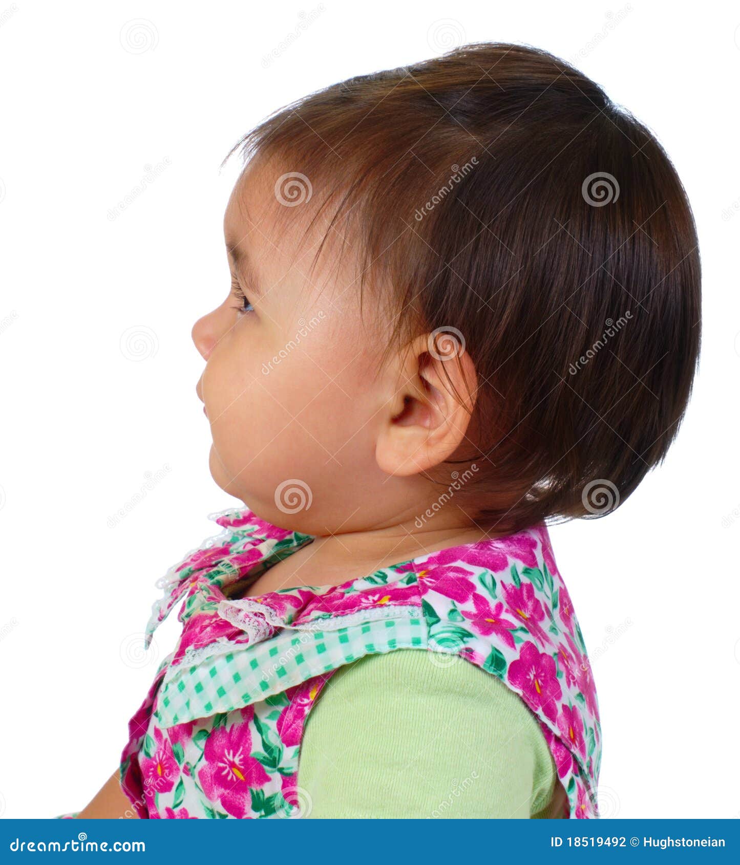 Profile View of Baby Girl Looking Up Stock Photo - Image of flowery ...