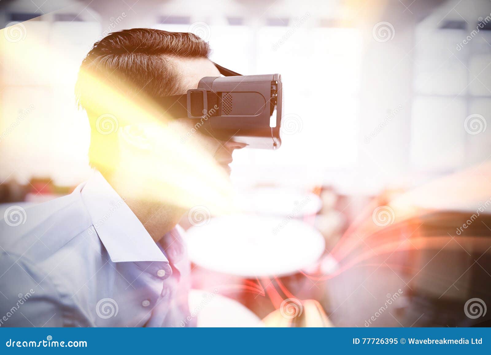 Profile View of Businessman Holding Virtual Glasses Stock Illustration ...