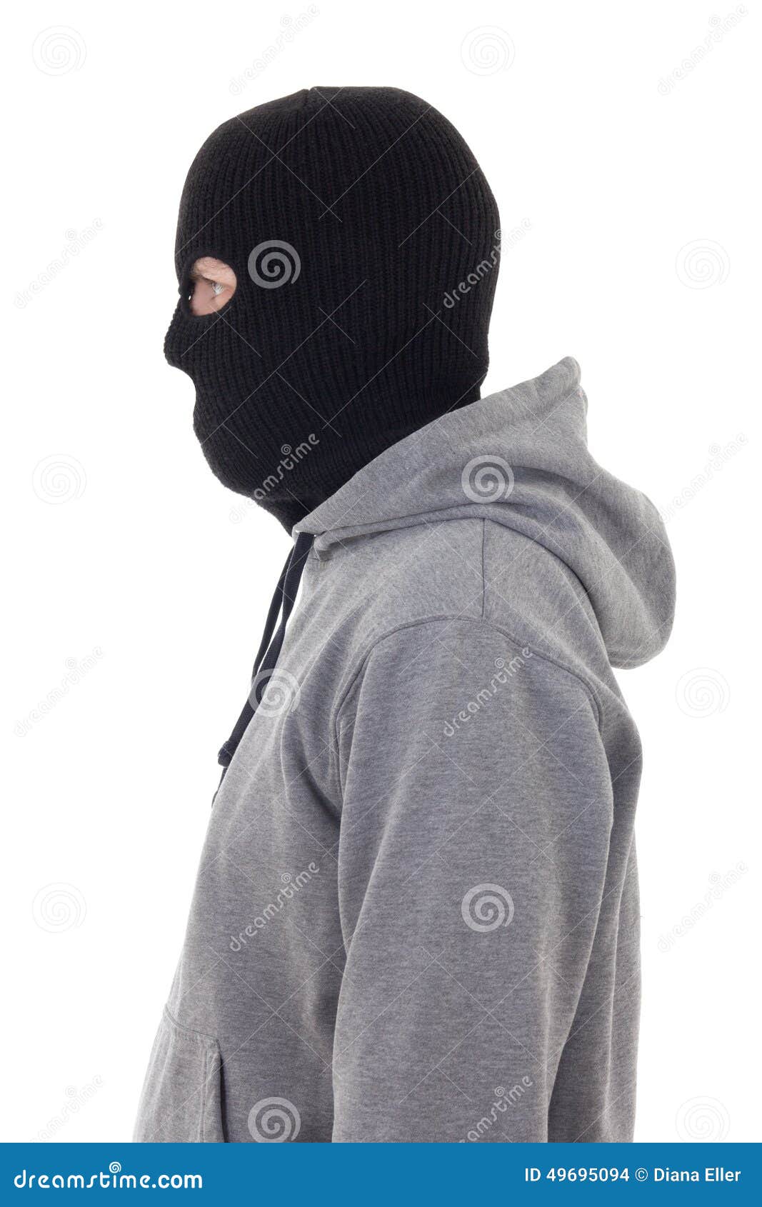 Profile View of Criminal Man in Mask Isolated on White Stock Photo ...