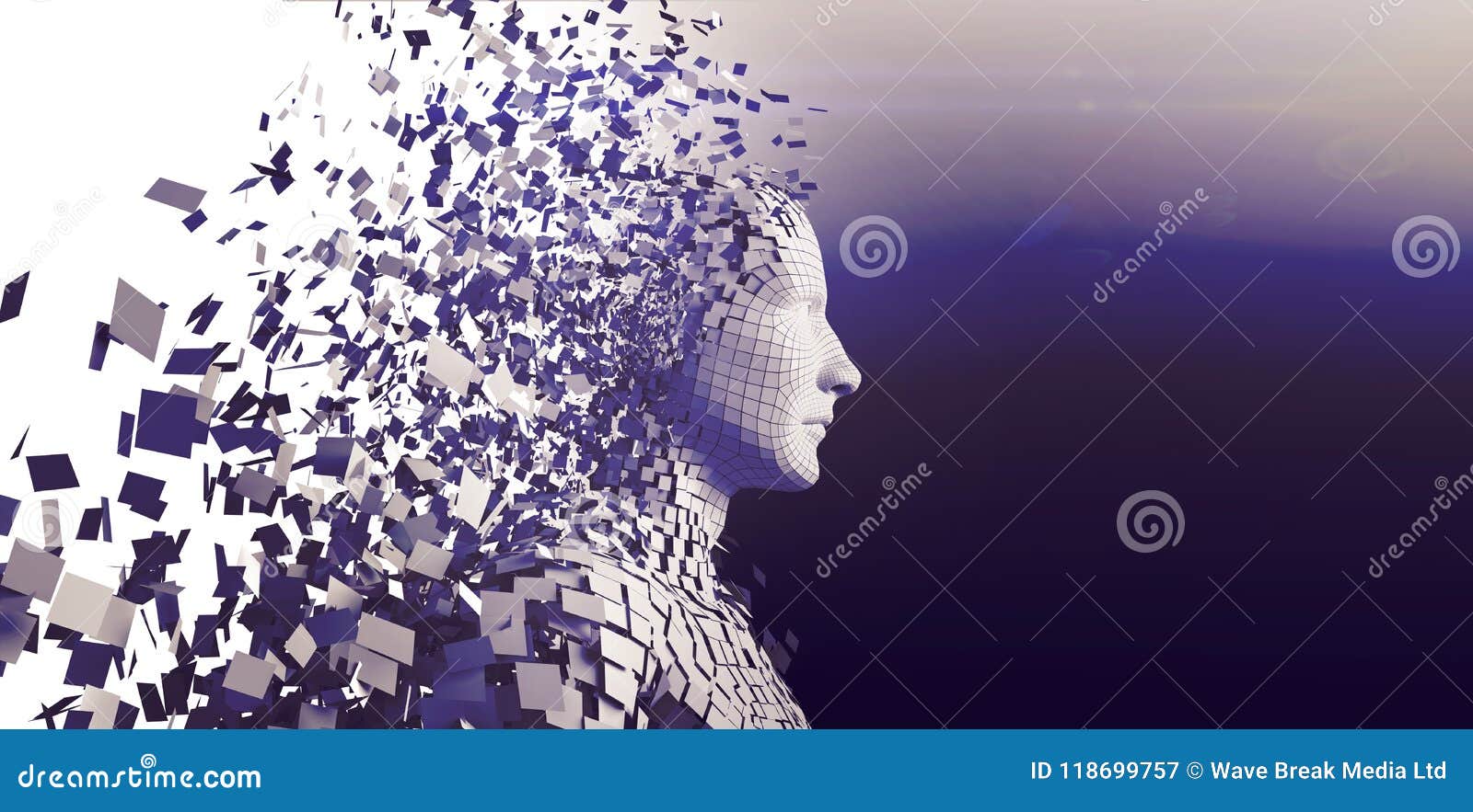 Profile View of Digital Pixelated 3d Man Stock Illustration ...