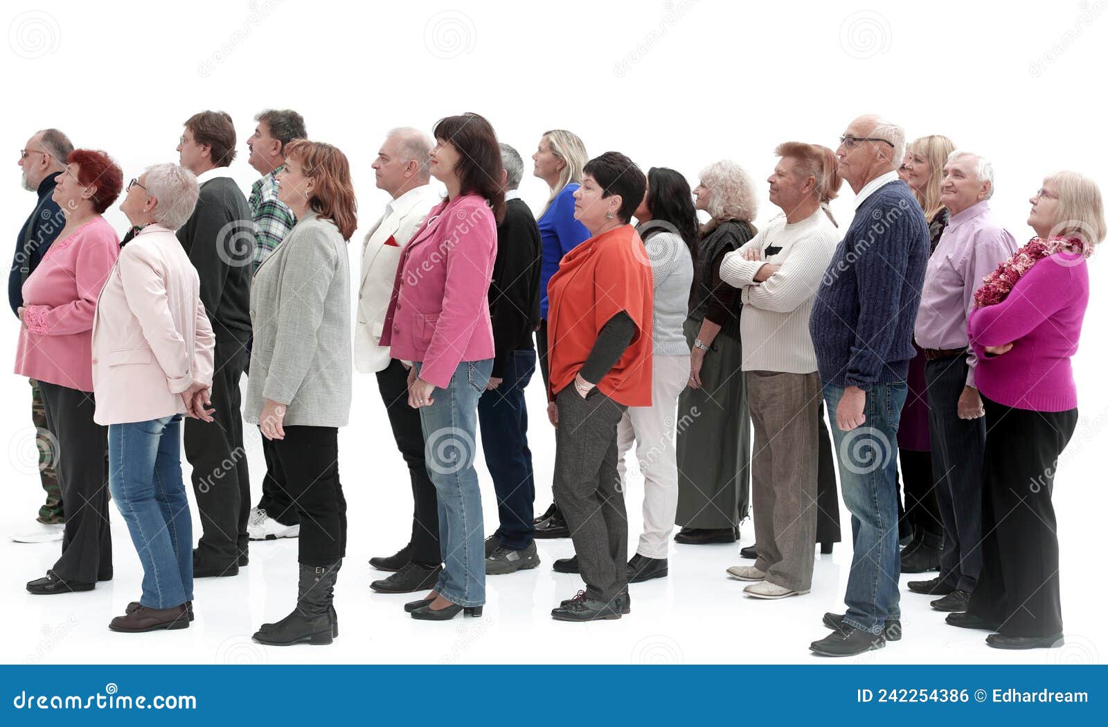 Profile View of a Group of People Isolated Over a White Background ...