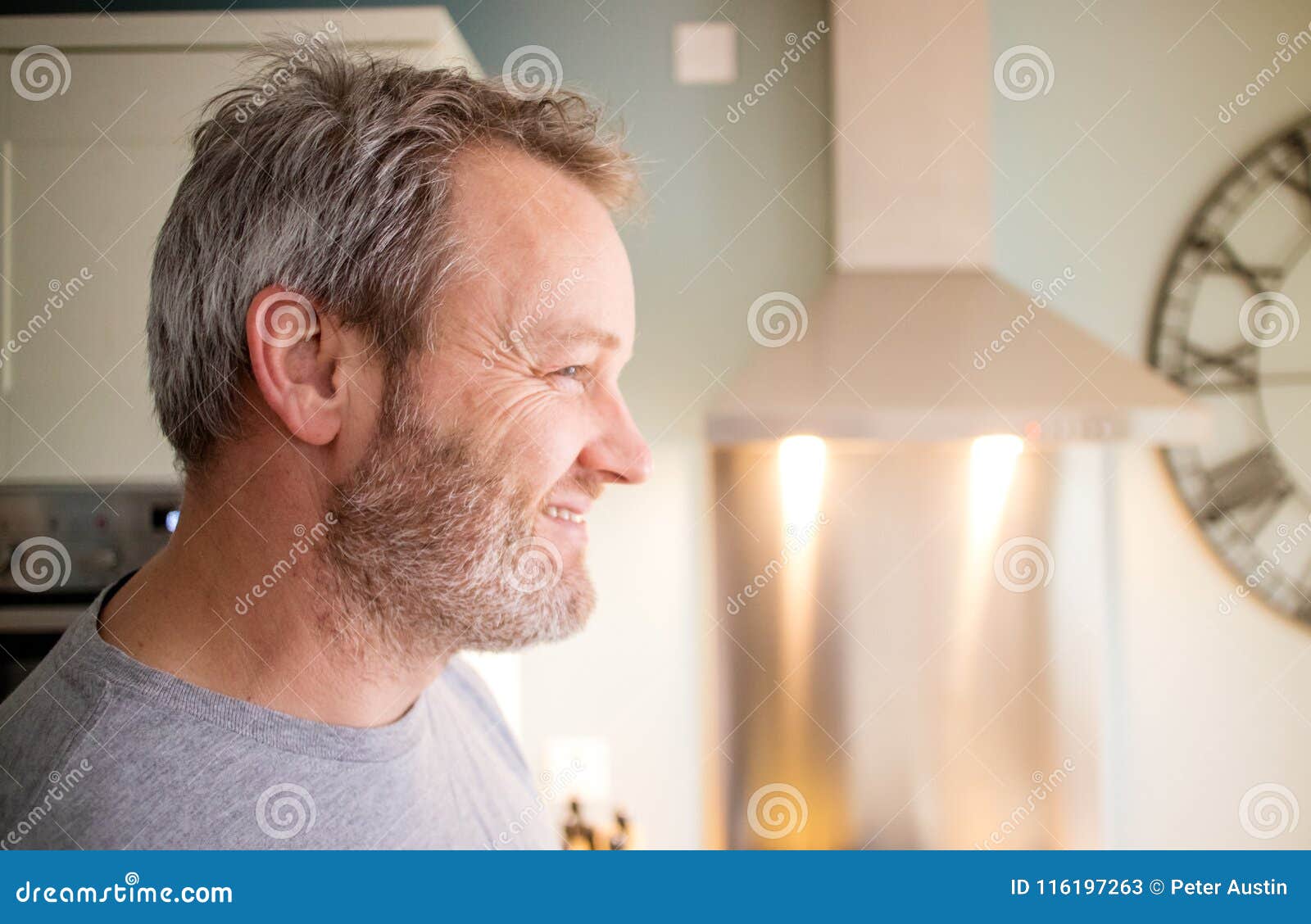A Profile View of a Handsome Man Smiling Stock Image - Image of emotion ...