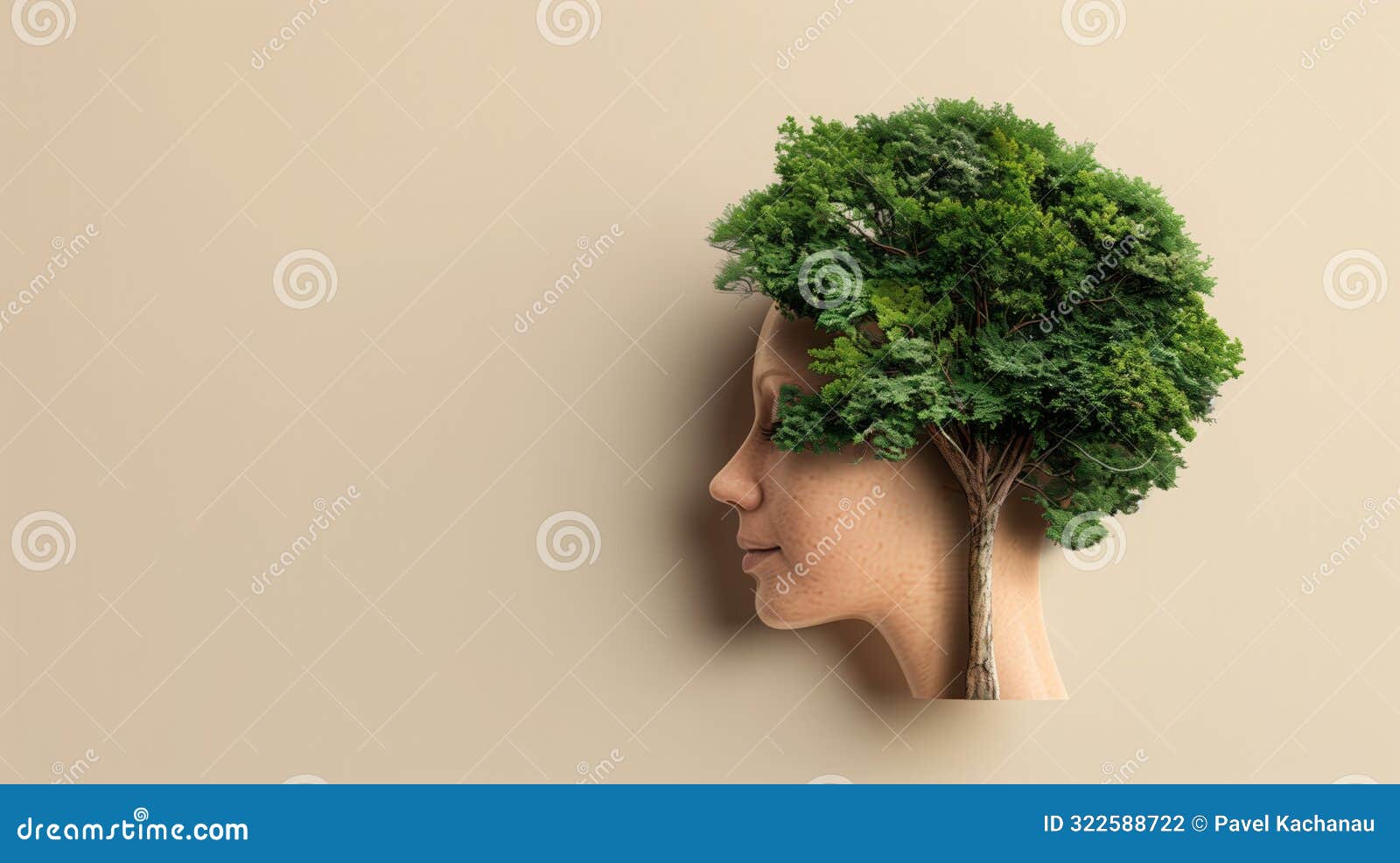 A Profile View of a Human Face with a Tree Growing from Their Ear Stock ...