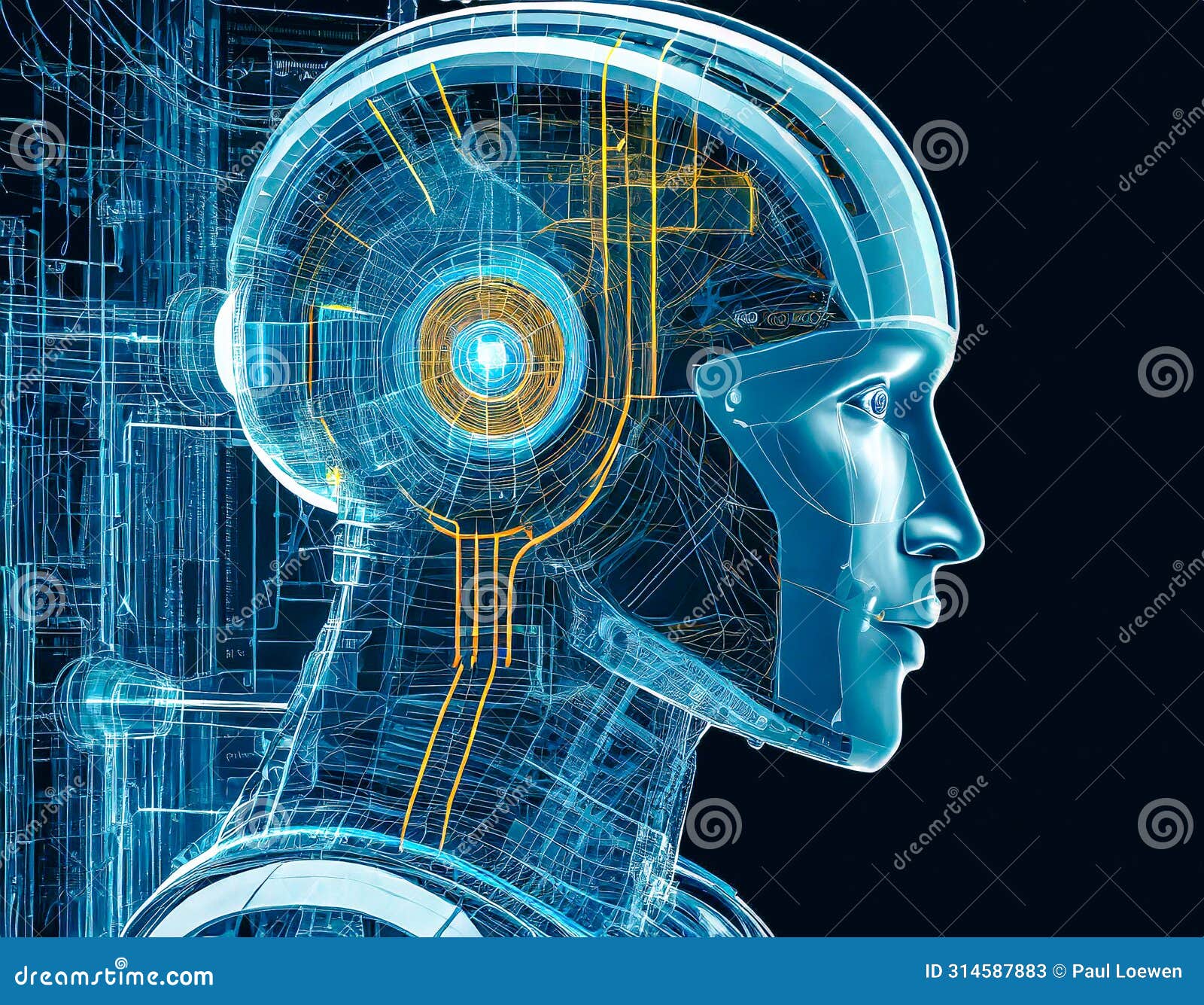 Portrait of a Humanoid Android Stock Illustration - Illustration of ...