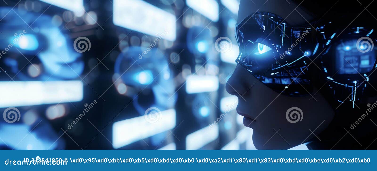 Profile View of a Humanoid Robot with Advanced Visual Interface Eyewear ...