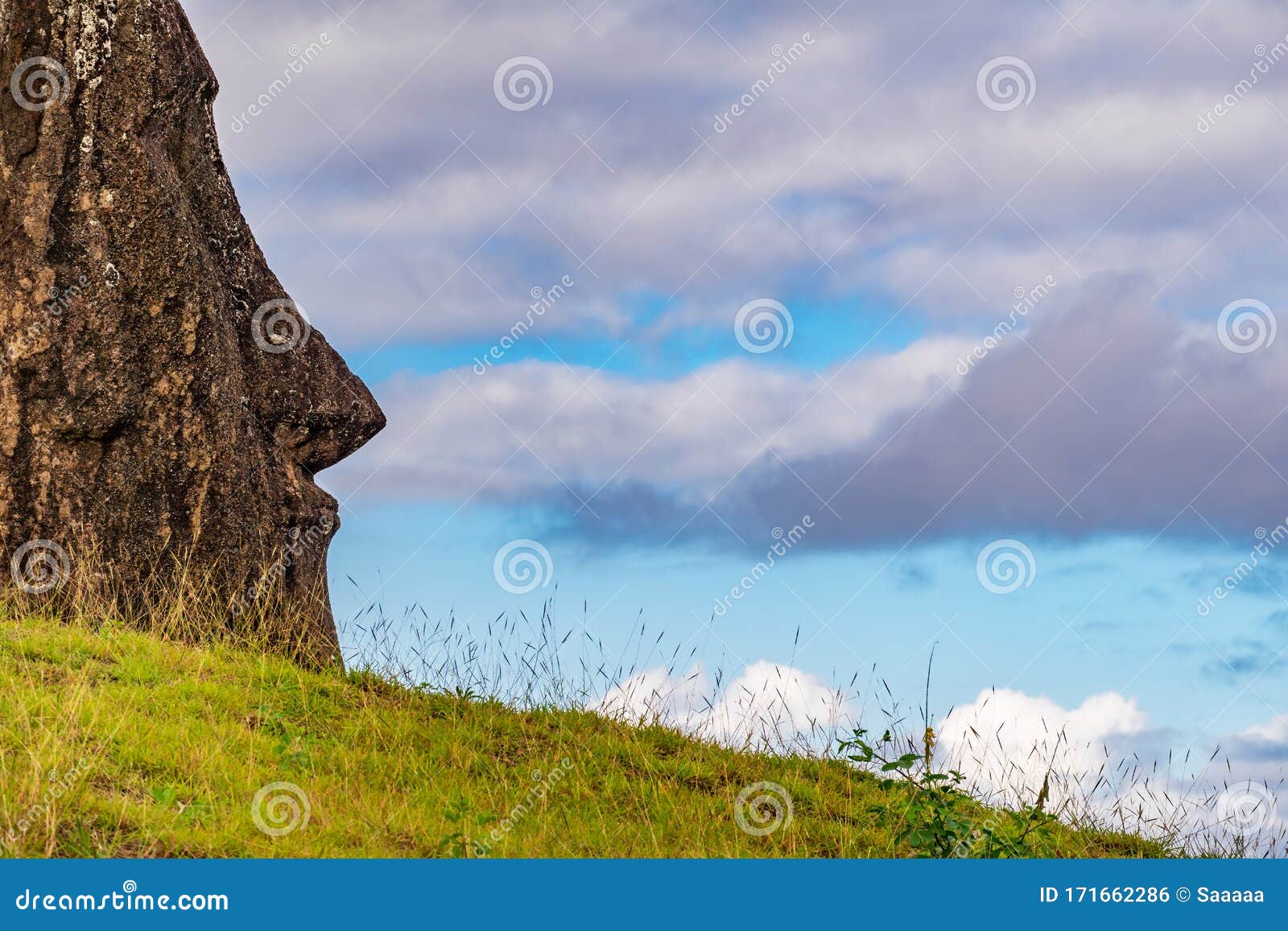 Isolated Moai Against Sky with Cloud in Easter Island Stock Photo ...