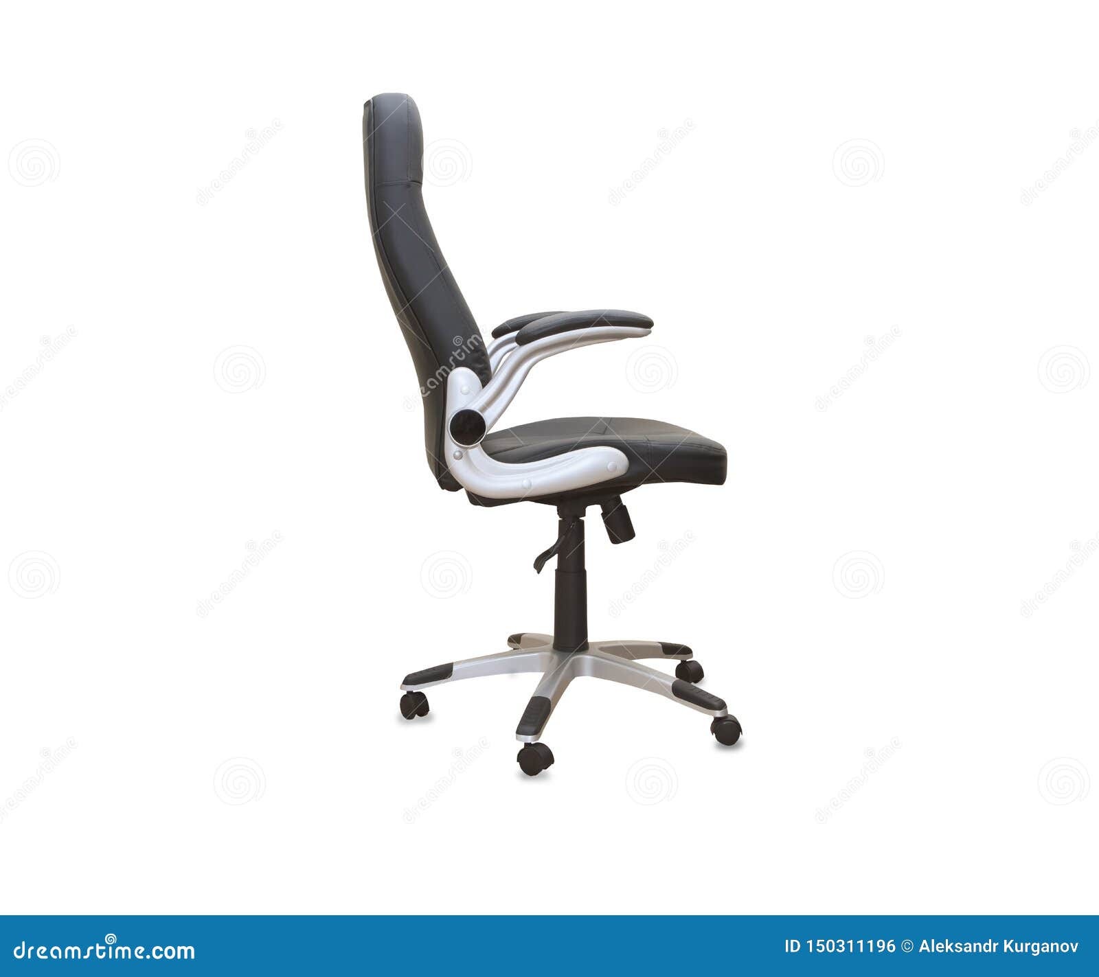 Profile View of Office Chair from Black Leather. Isolated Stock Photo ...